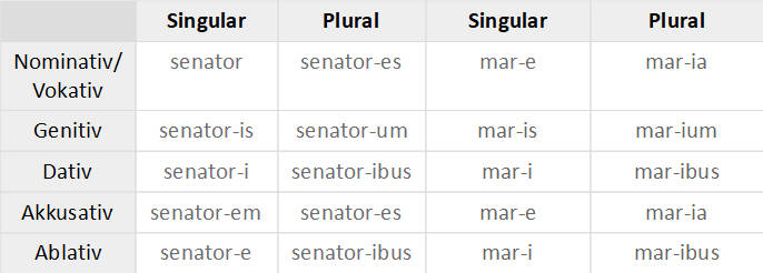 Übungen zu allen Deklinationen online lernen
