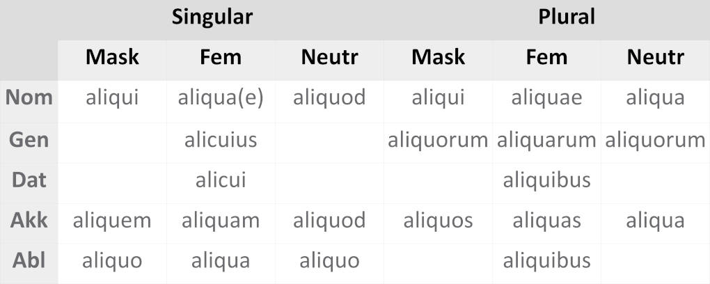 Indefinitpronomen auf Latein online lernen