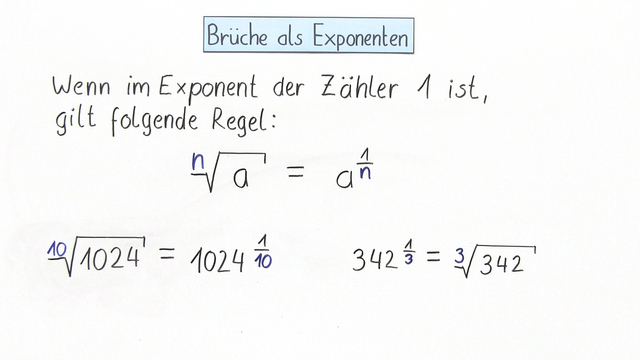 Brüche als Exponenten erklärt inkl. Übungen
