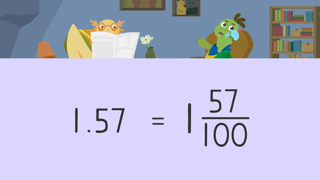 Decimals greater than one as fractions